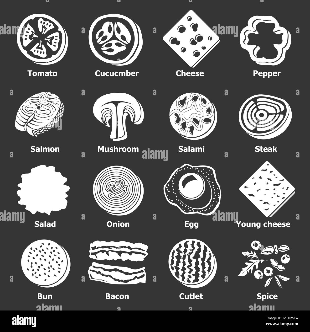 Slice food icons set grey vector Stock Vector Image & Art - Alamy