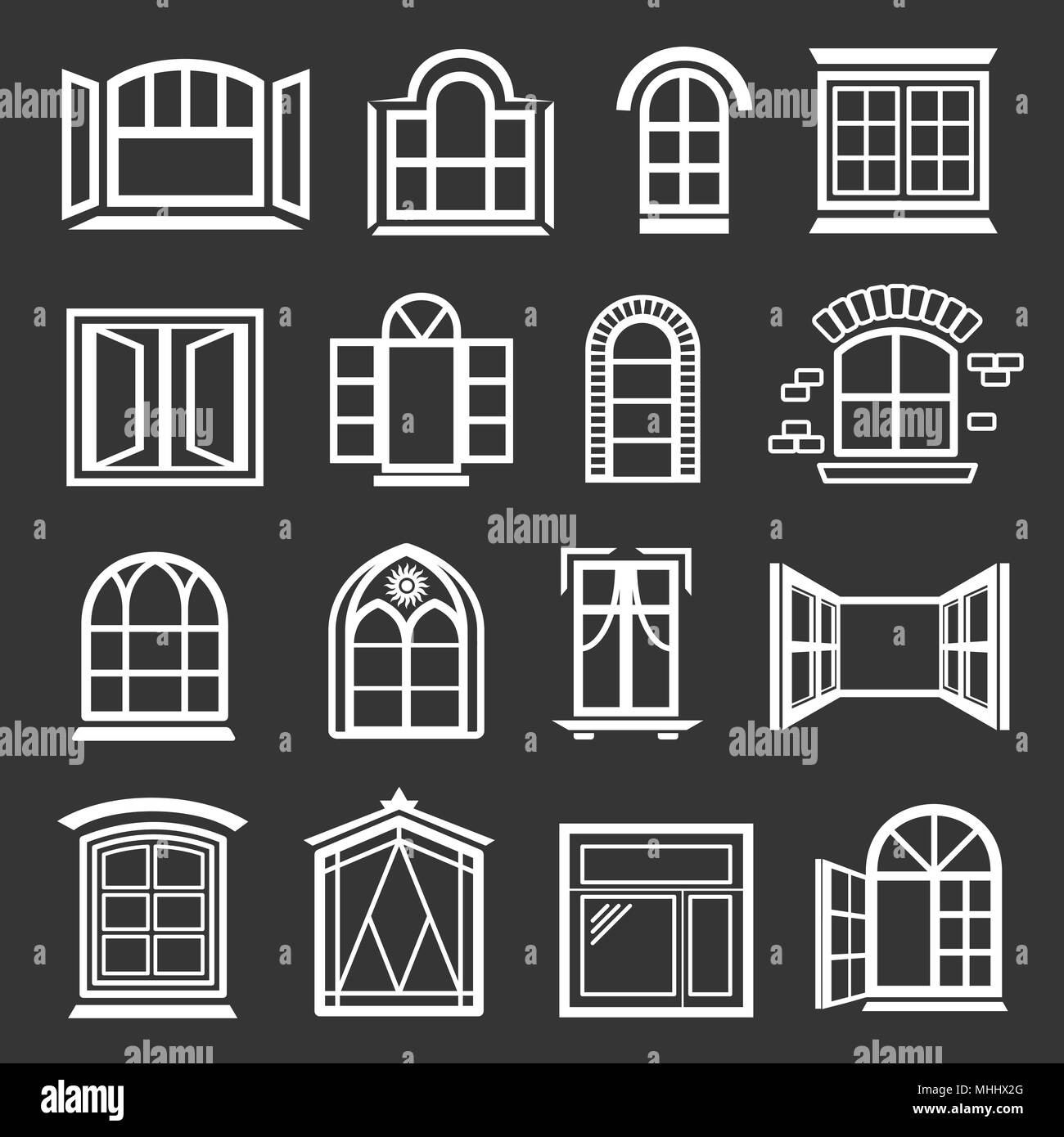 Window design icons set grey vector Stock Vector Image & Art - Alamy
