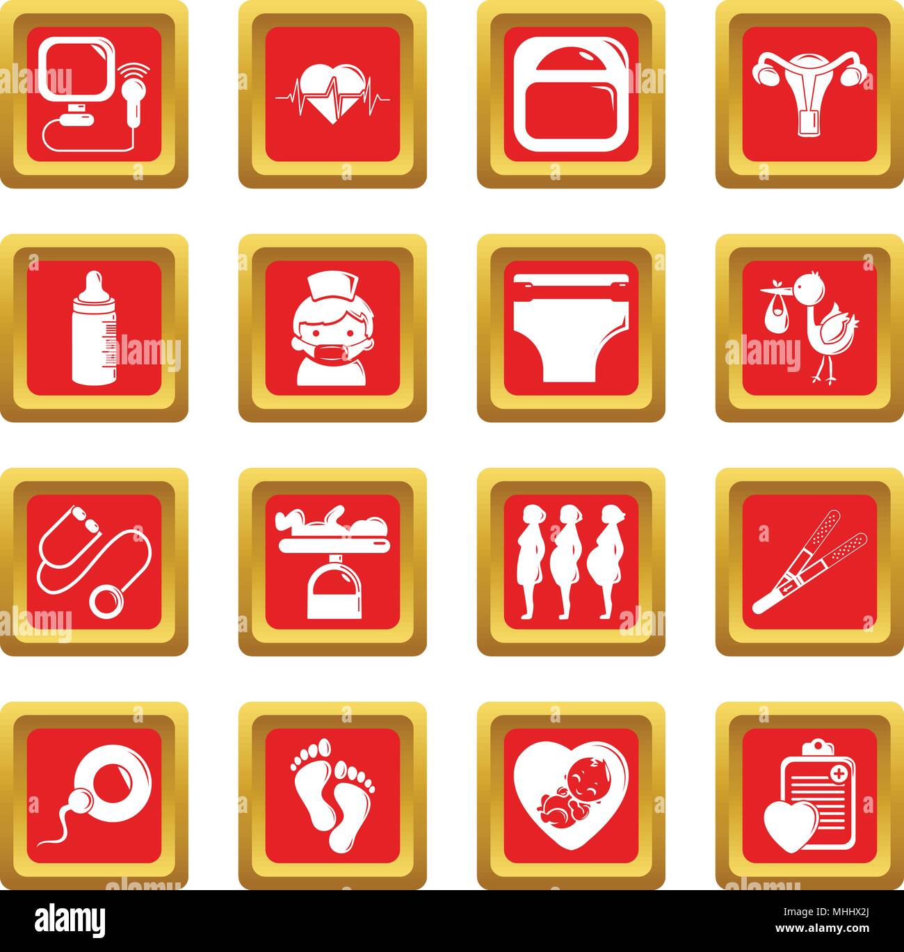 Pregnancy icons set red square vector Stock Vector Image & Art - Alamy