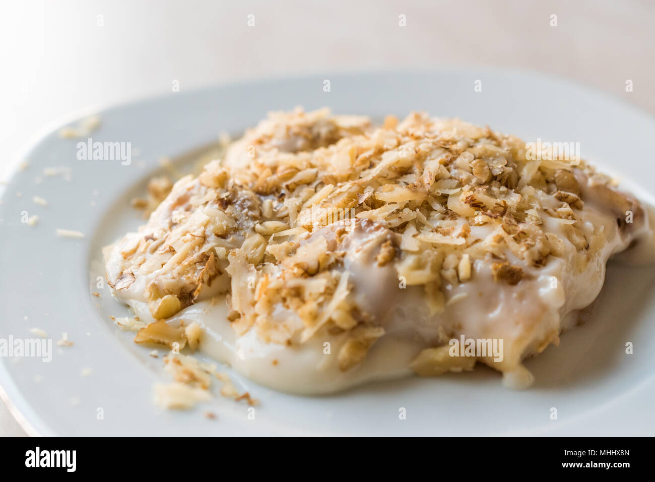Turkish Muhallebi Pudding with Walnut, Banana and Ladyfinger Biscuits ...