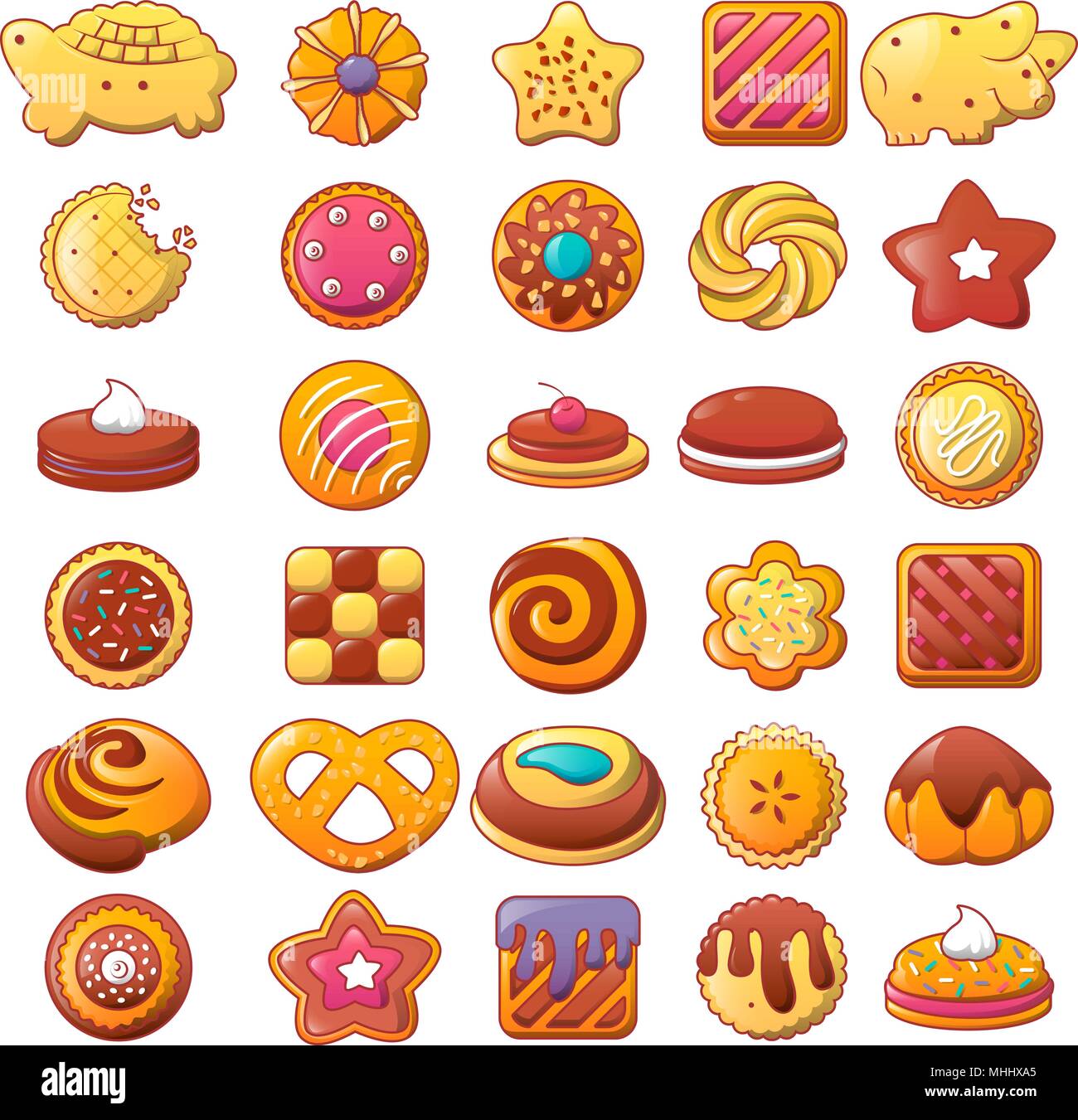 Biscuit cookies icons set, flat style Stock Vector Image & Art - Alamy