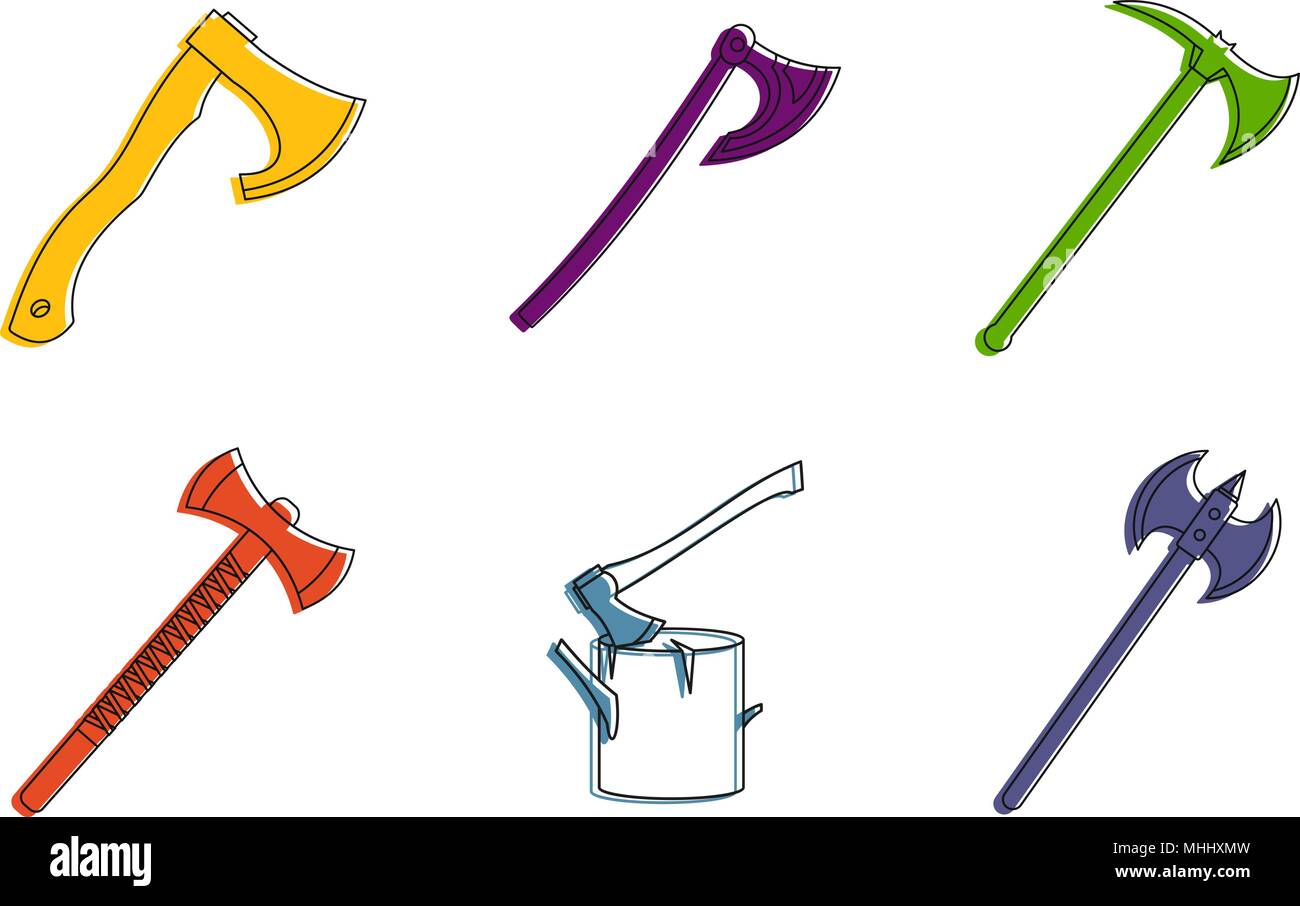 Axe icon set, color outline style Stock Vector Image & Art - Alamy