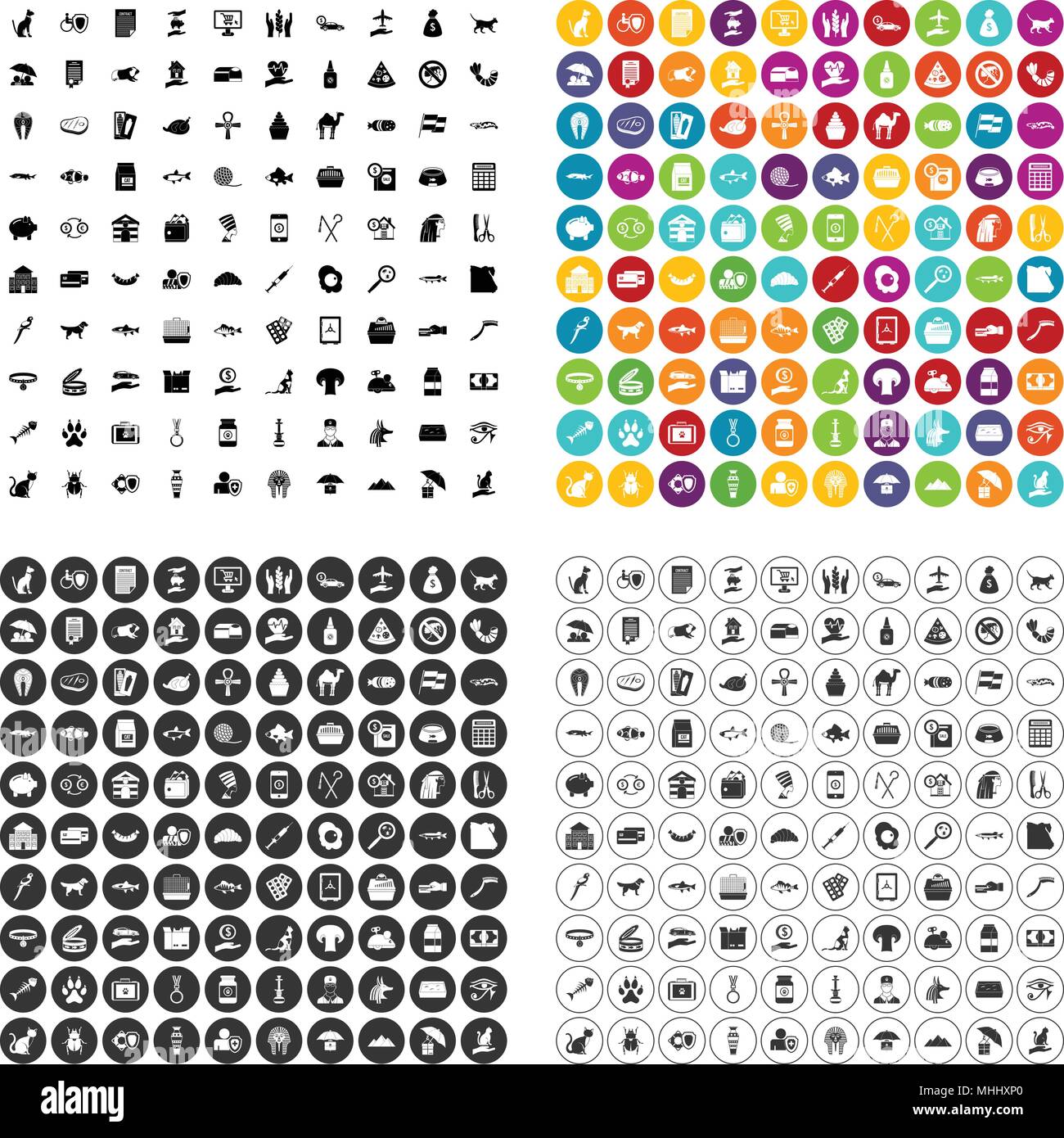 100 cat icons set vector variant Stock Vector Image & Art - Alamy