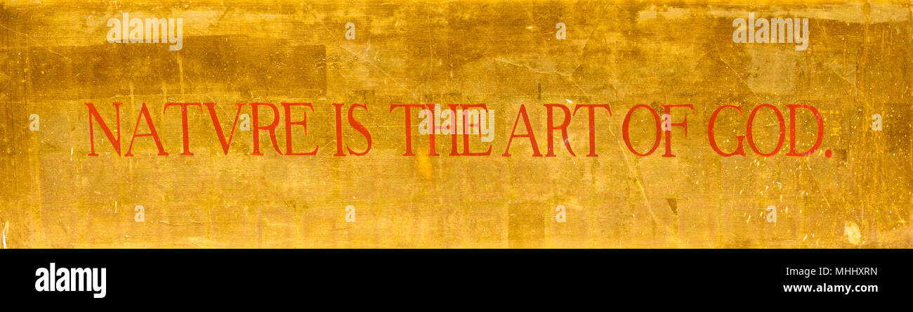 Nature is art of god red on gold background Stock Photo - Alamy