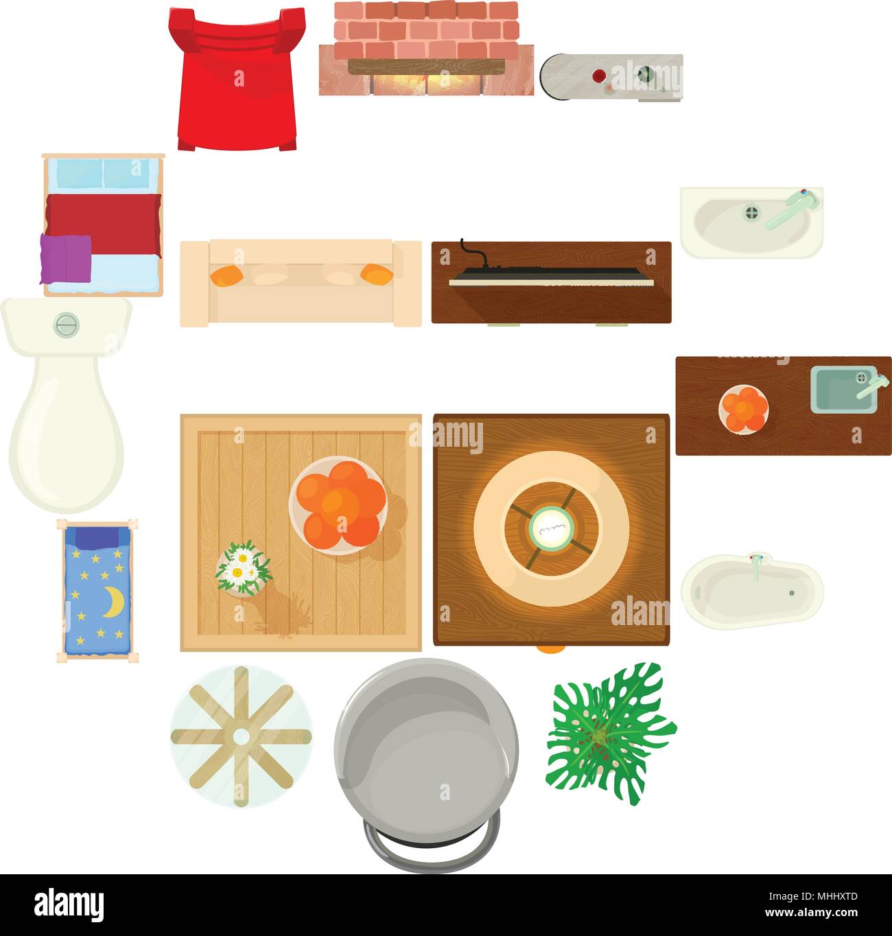 Furniture plan icons set, cartoon style Stock Vector Image & Art - Alamy