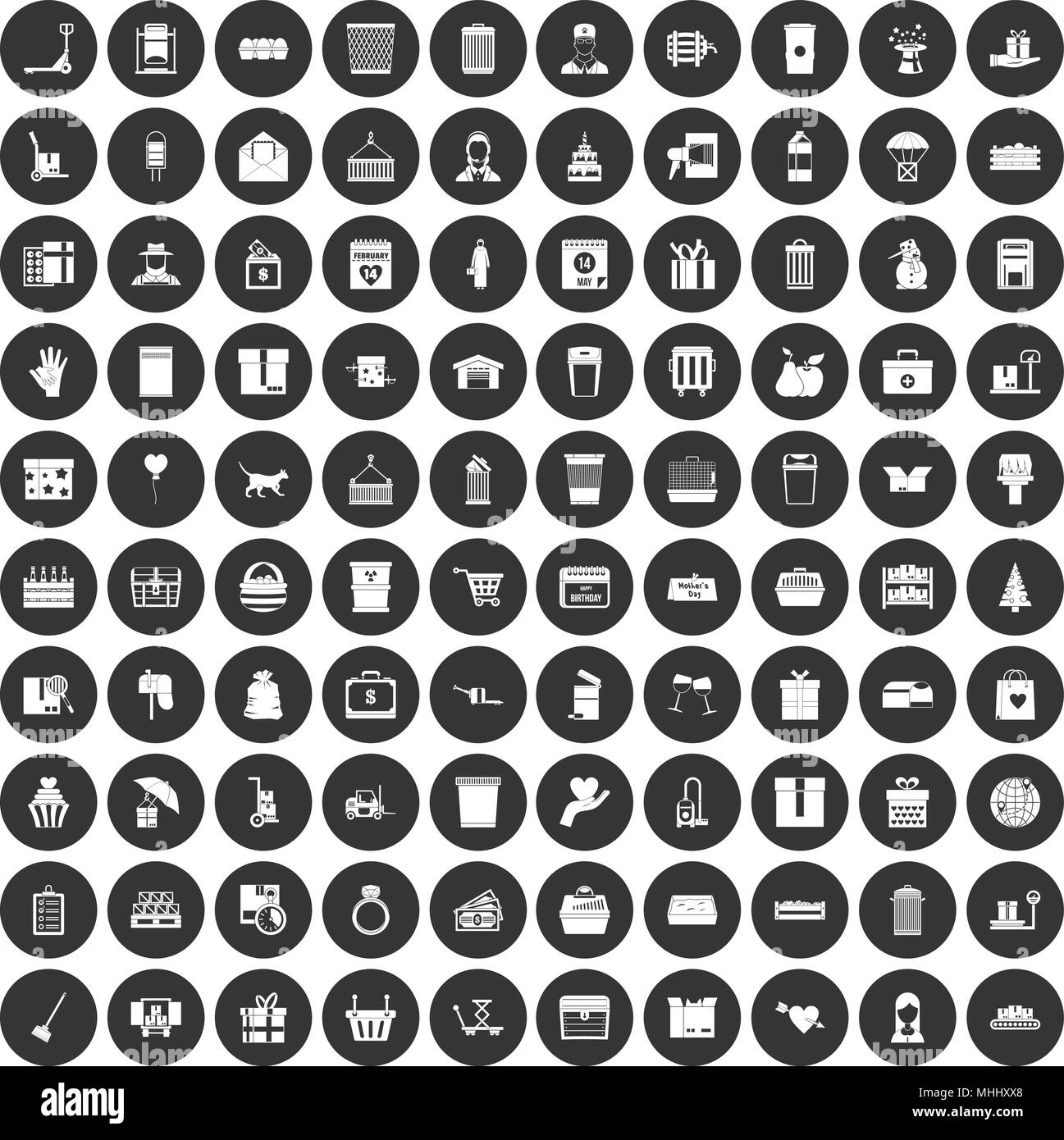 100 box icons set black circle Stock Vector Image & Art - Alamy