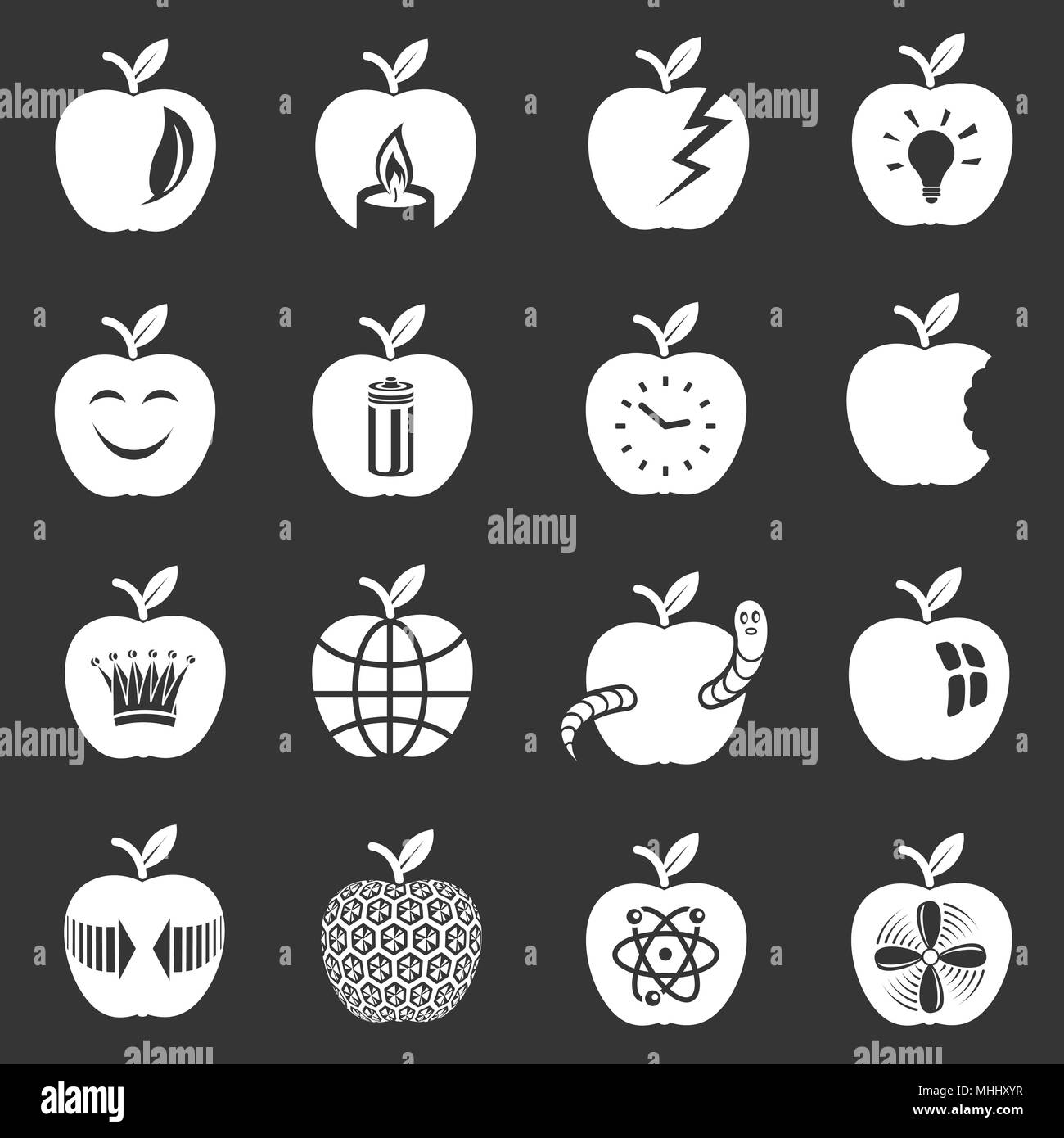 Apple logo icons set grey vector Stock Vector Image & Art - Alamy