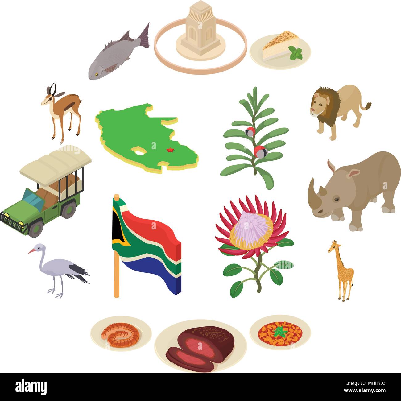South Africa travel icons set, isometric style Stock Vector Image & Art ...