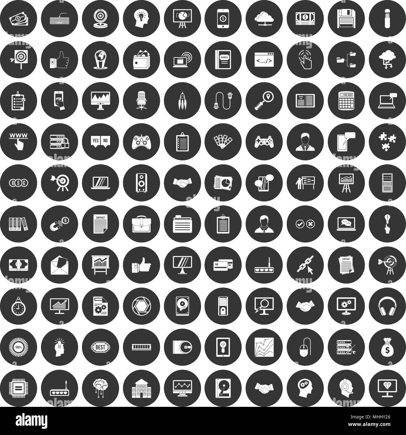 100 web development icons set black circle Stock Vector Image & Art - Alamy