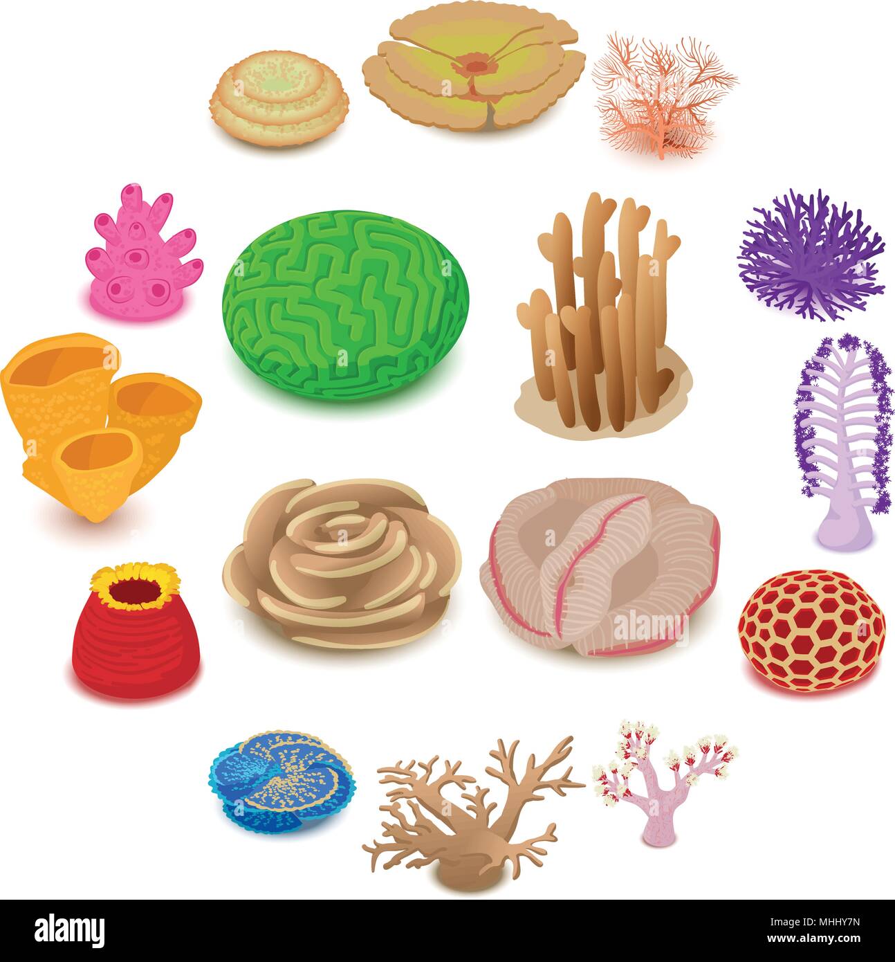 Coral reef icons set, isometric style Stock Vector Image & Art - Alamy