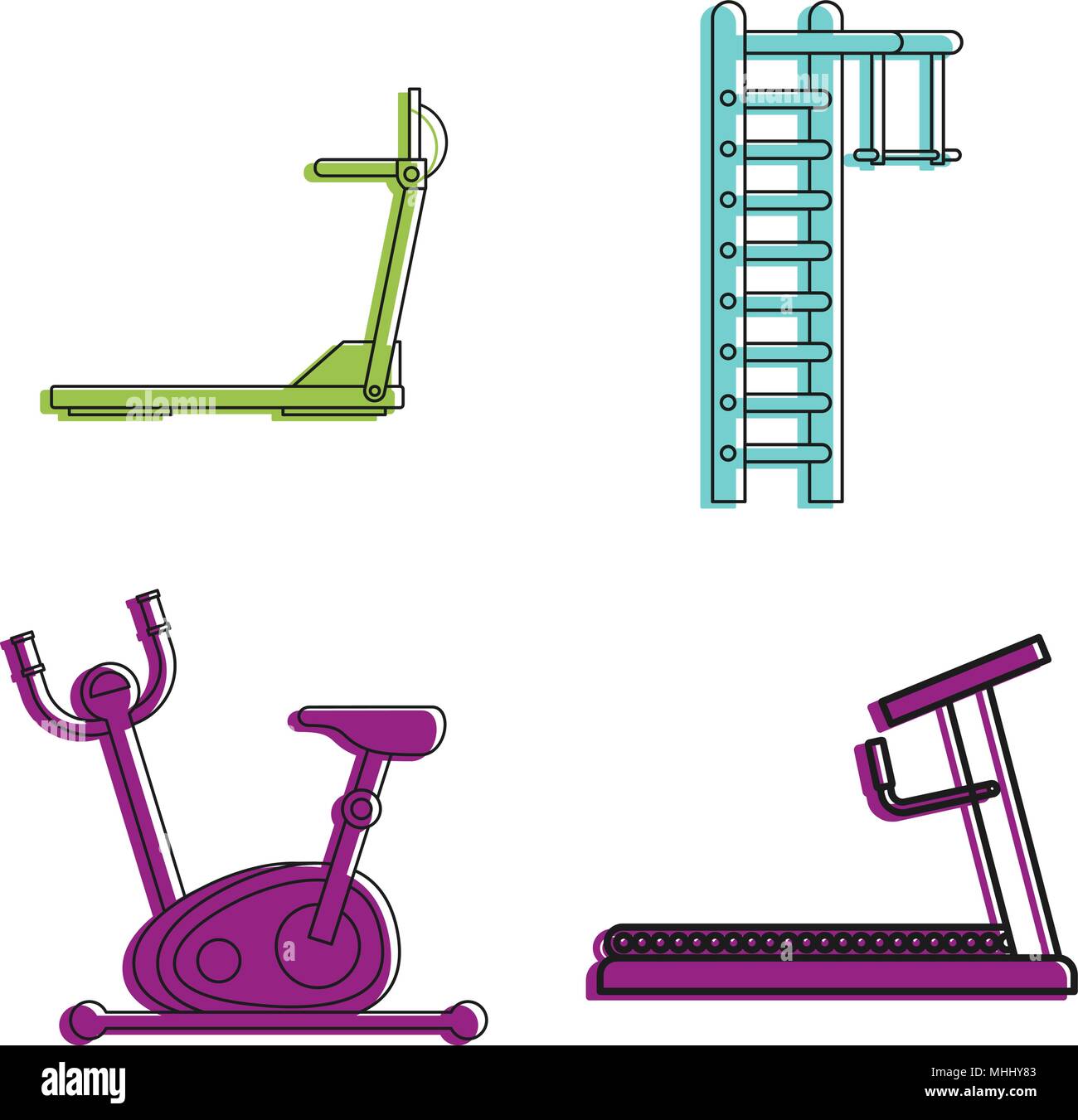 Training apparatus icon set, color outline style Stock Vector Image ...