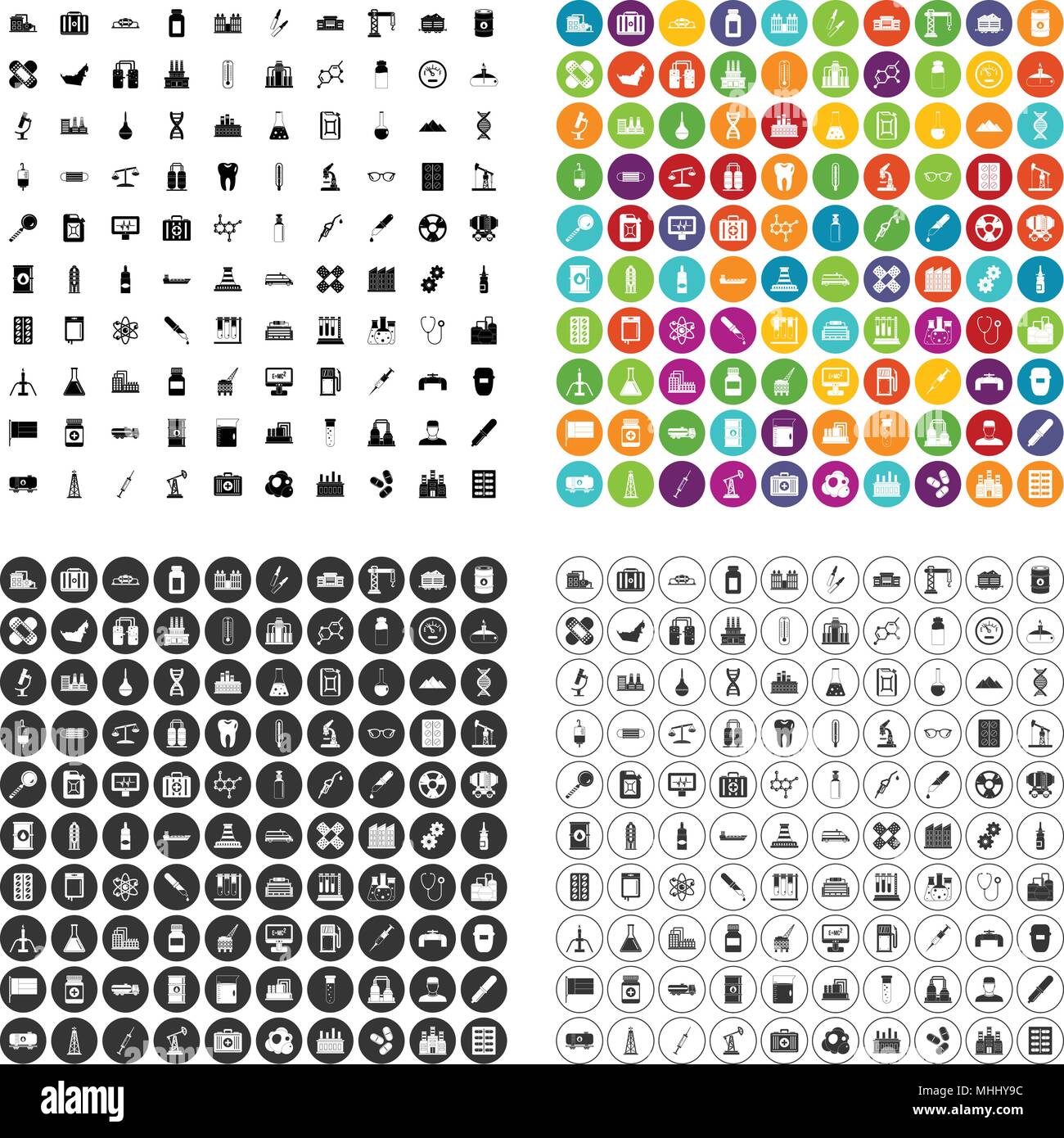 100 chemical industry icons set vector variant Stock Vector Image & Art ...