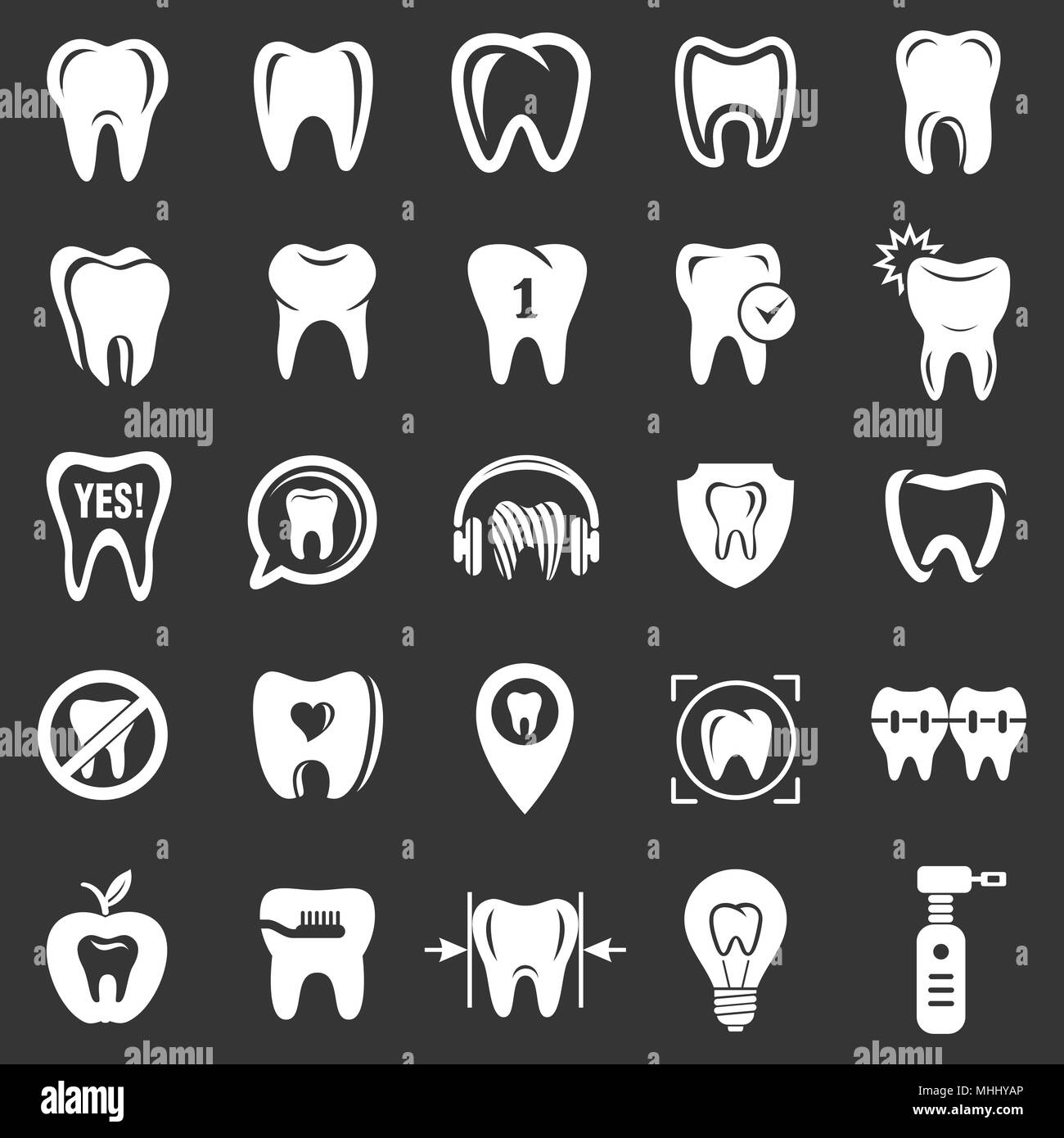 Tooth logo dental clinic icons set grey vector Stock Vector Image & Art ...