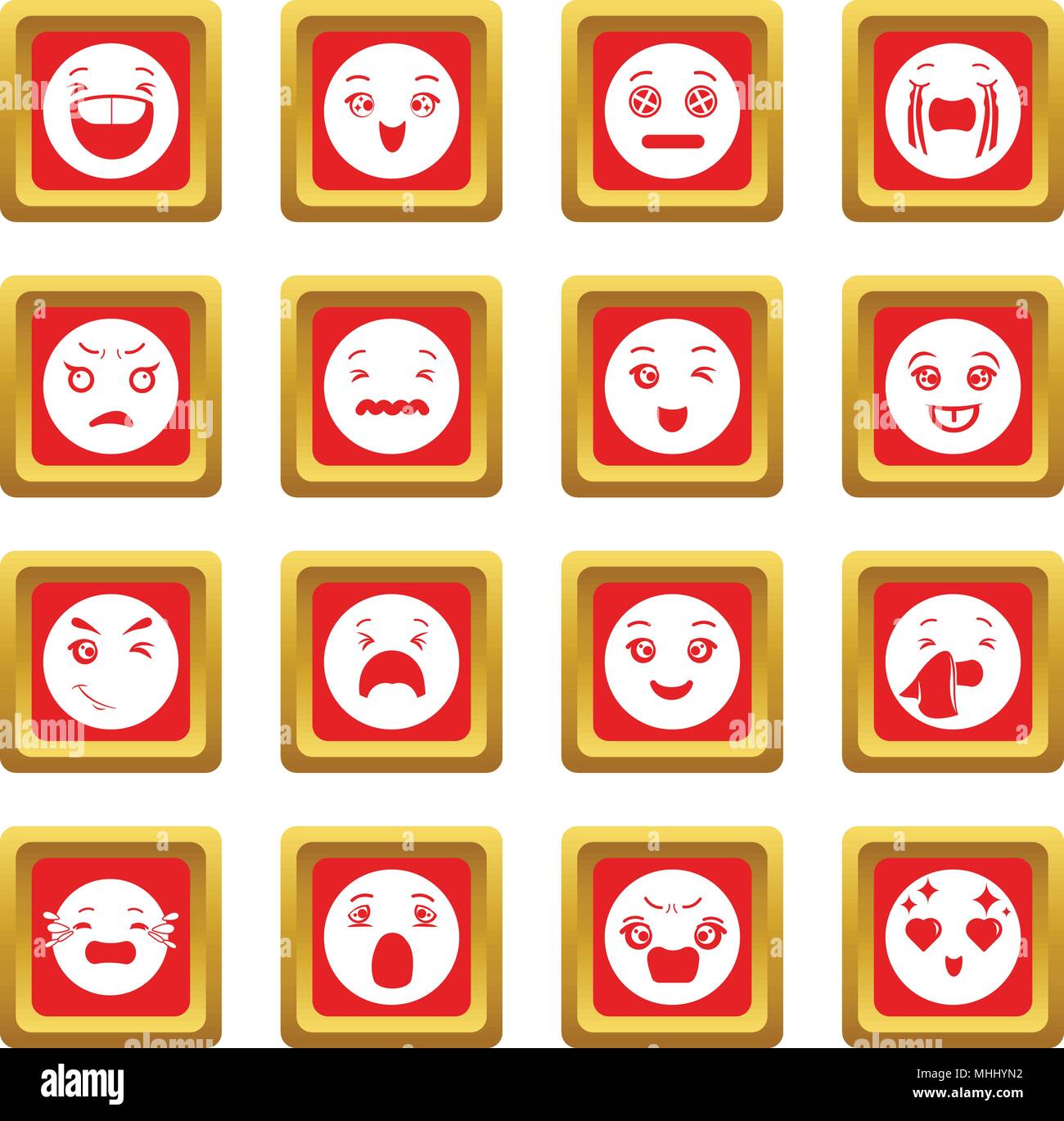 Smiles icons set red square vector Stock Vector Image & Art - Alamy