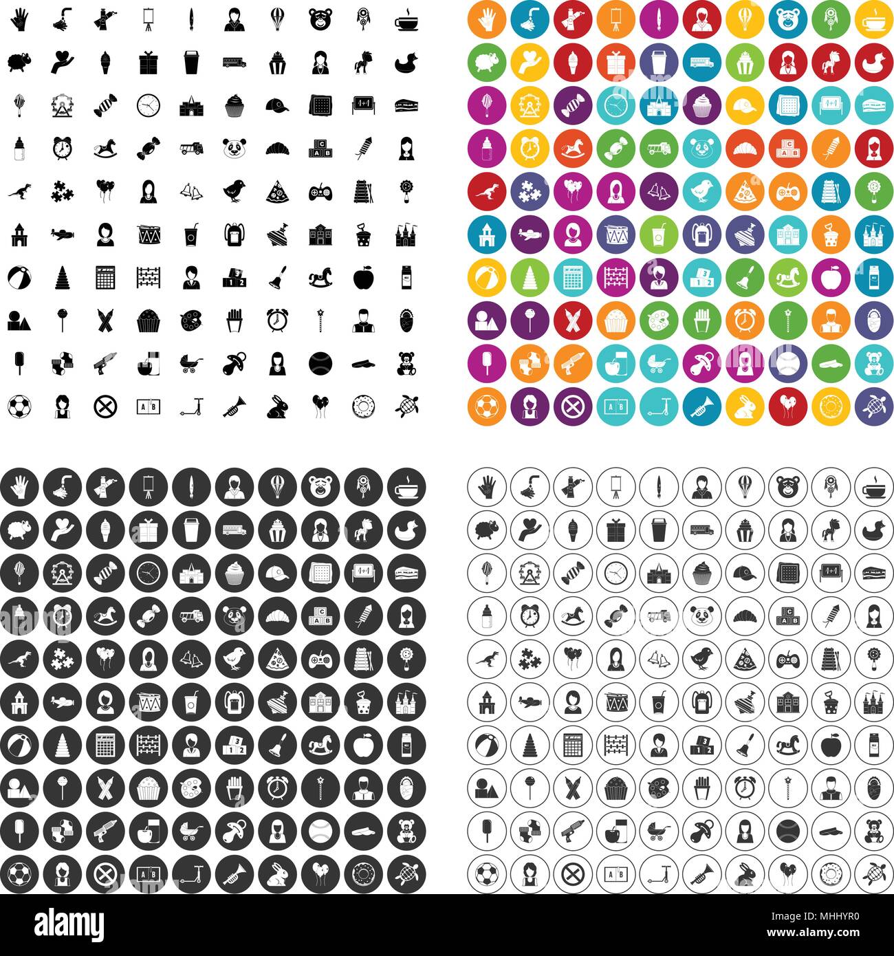 100 child center icons set vector variant Stock Vector Image & Art - Alamy
