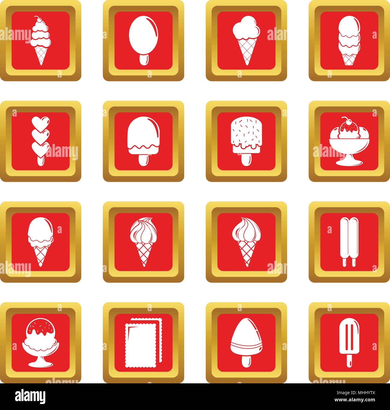 Ice cream icons set red square vector Stock Vector Image & Art - Alamy
