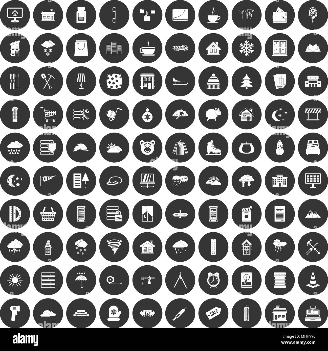 100 windows icons set black circle Stock Vector Image & Art - Alamy