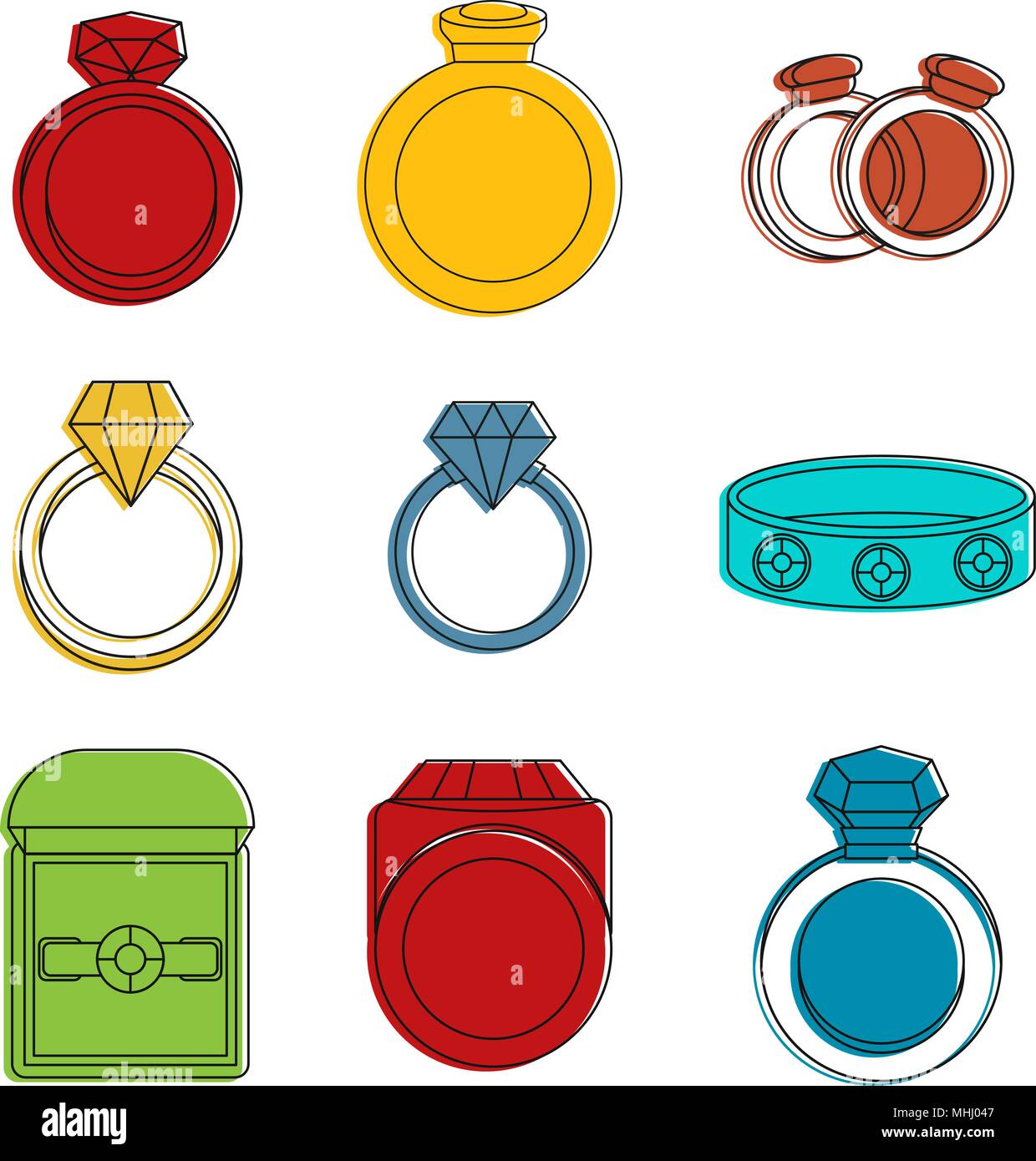 Rings icon set, color outline style Stock Vector Image & Art - Alamy