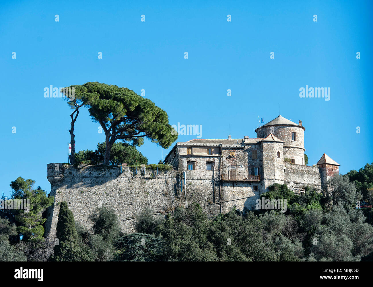 portofino brown castle detail view Stock Photo - Alamy