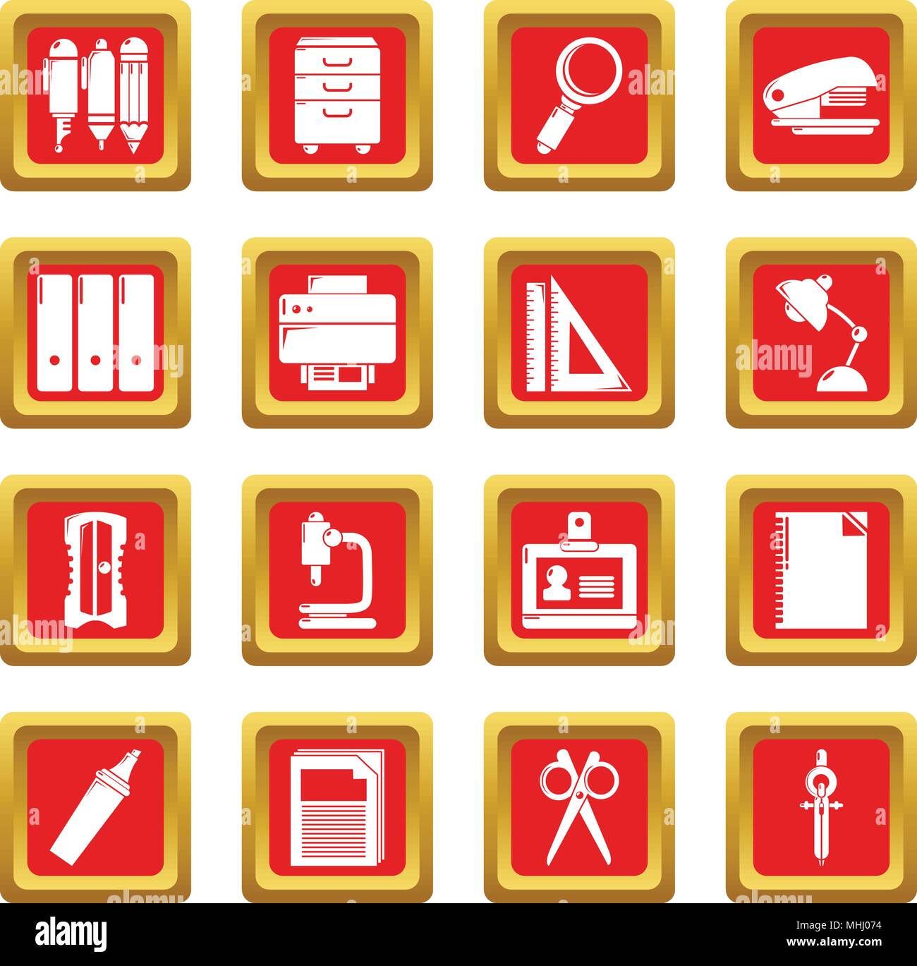 Stationery icons set red square vector Stock Vector Image & Art - Alamy