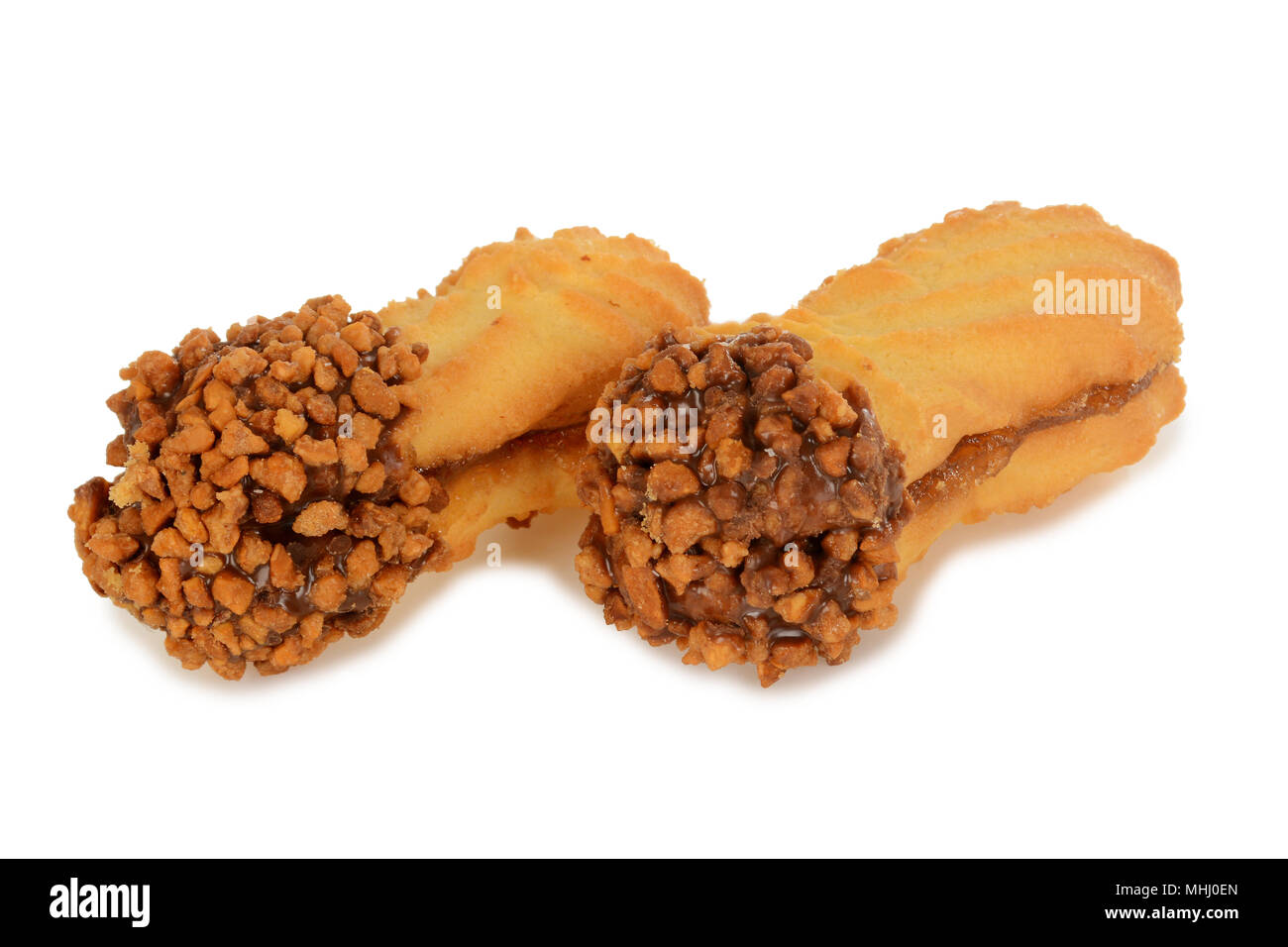 Sandwich cookies, oval shape filled with chocolate cream Stock Photo ...