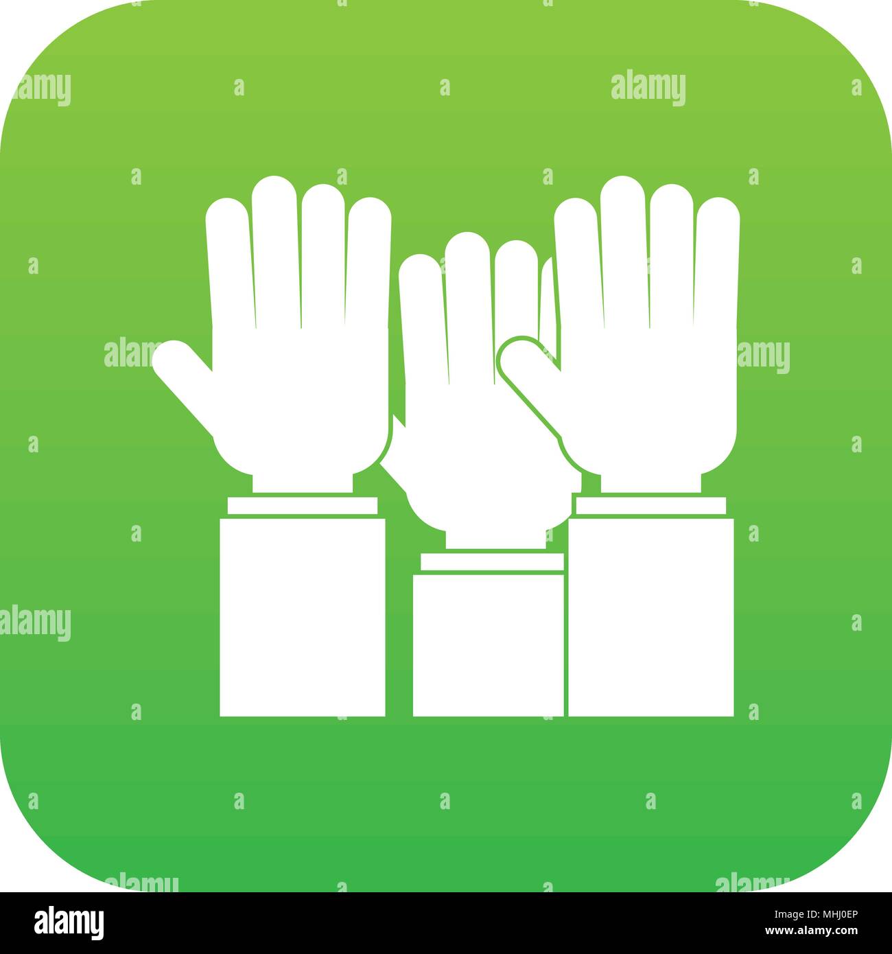 Different people hands raised up icon digital green Stock Vector Image ...