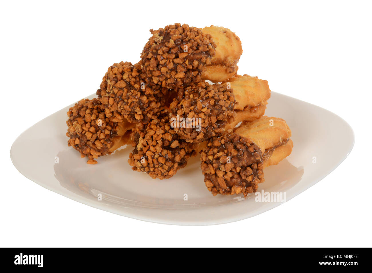 Sandwich cookies, oval shape filled with chocolate cream Stock Photo ...