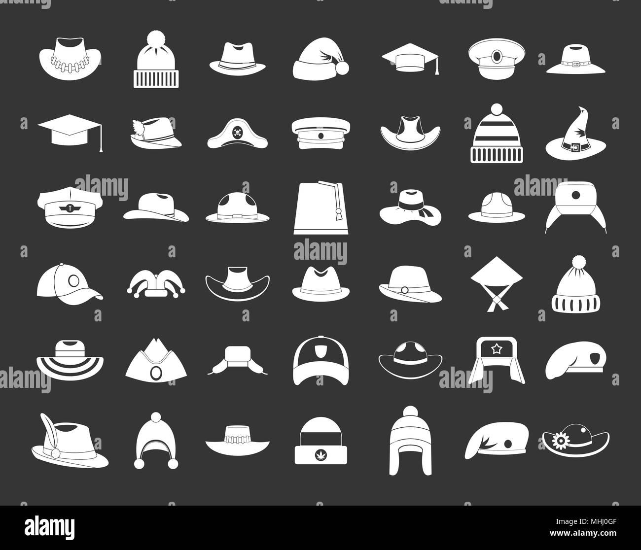 Hat icon set grey vector Stock Vector Image & Art - Alamy