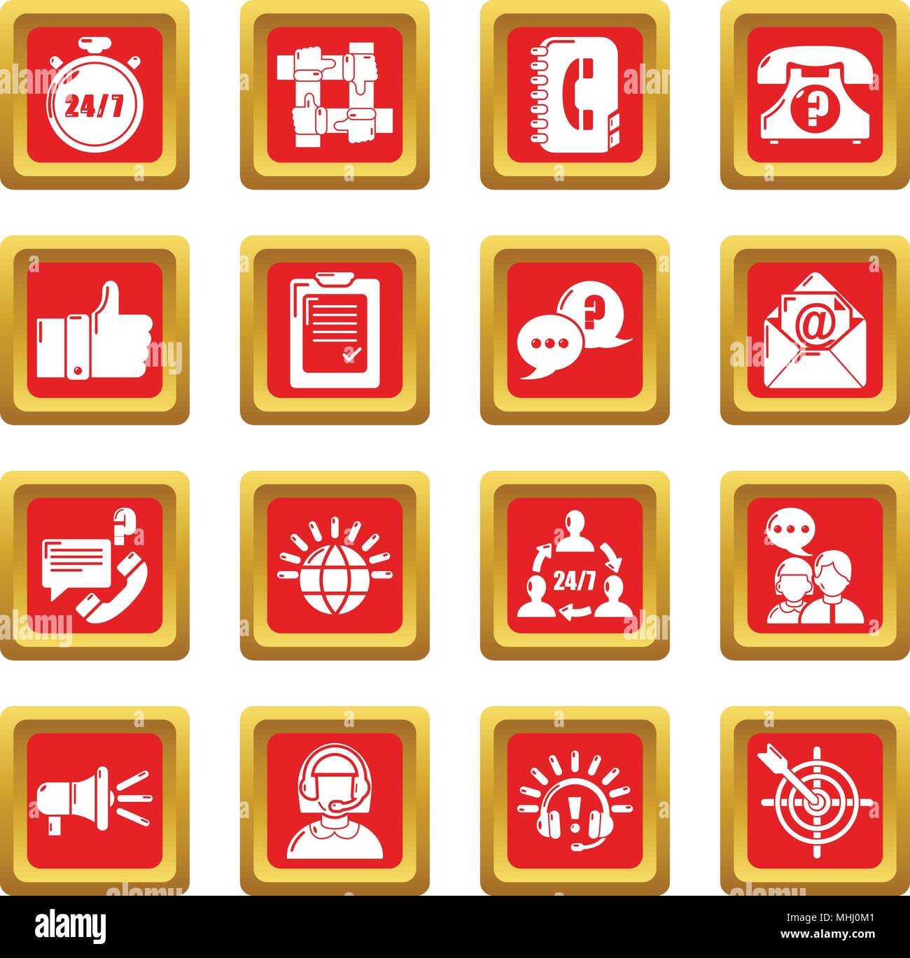 Call center icons set red square vector Stock Vector Image & Art - Alamy
