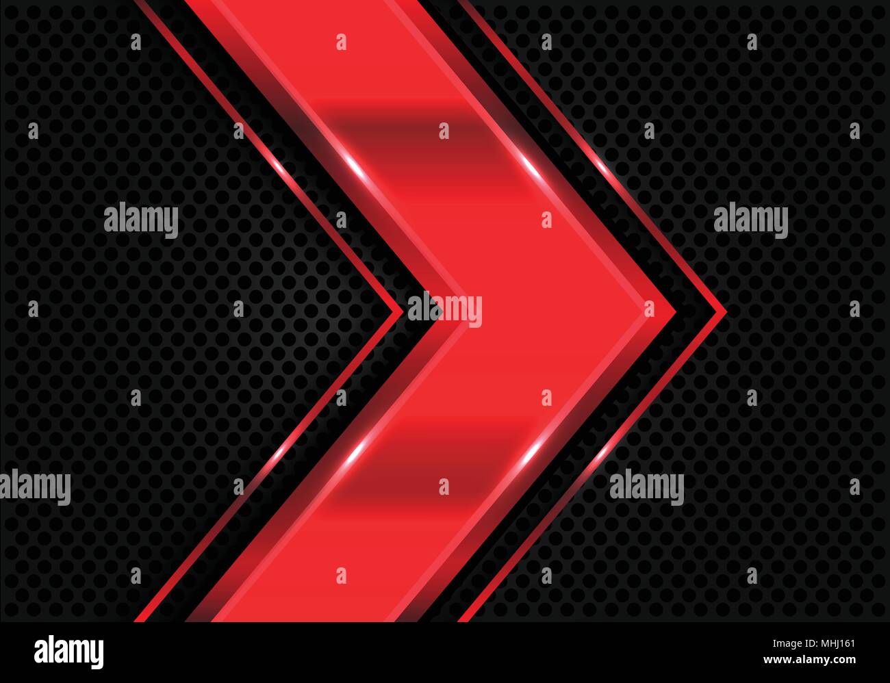 Abstract red arrow on dark circle mesh design modern futuristic vector ...