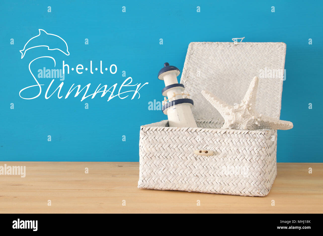 nautical, vacation and travel image with sea life style objects over ...