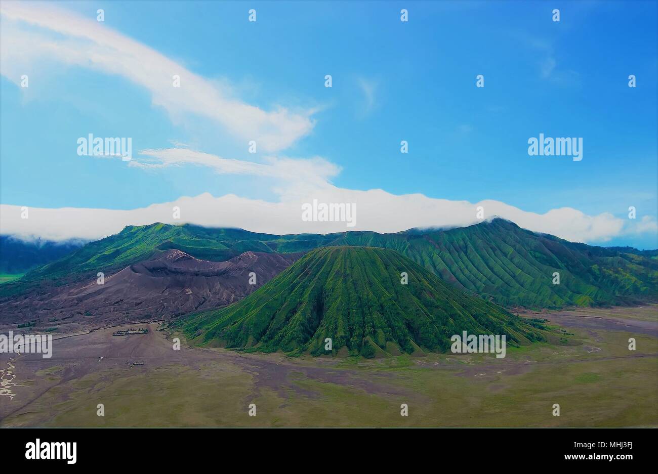 Mount Bromo volcano during sunrise, the magnificent view of Mt. Bromo ...