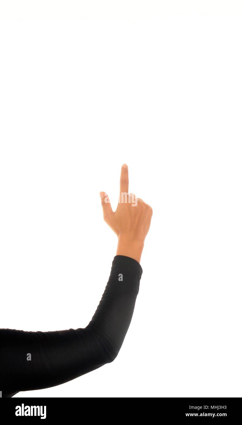Woman hand pointing right thumb hi-res stock photography and images - Alamy