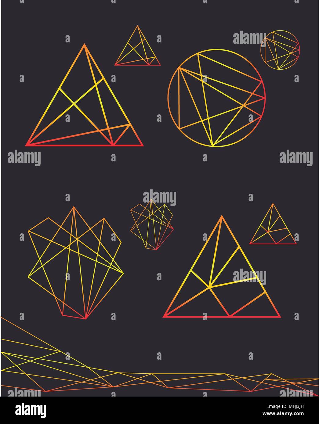Hand drawn vector illustration or drawing of some polygonal abstract ...