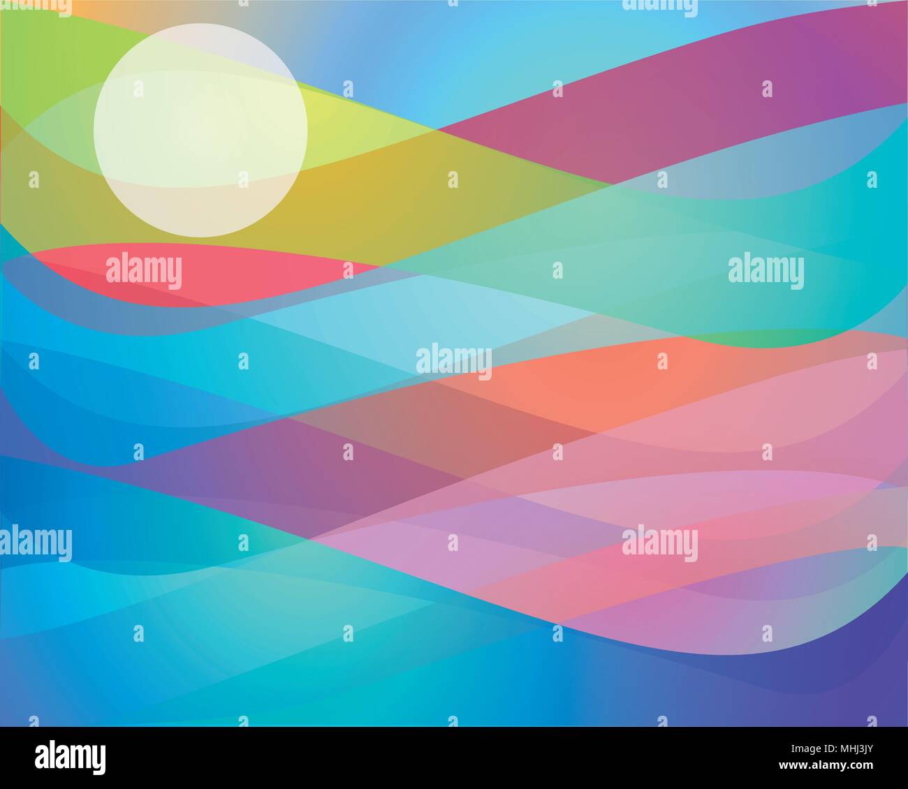 Hand drawn vector illustration or drawing of some soft color waves ...