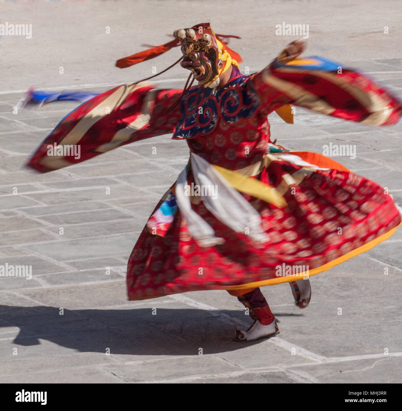 Masked dancer at Mongar Buddhist festival in Mongar Bhutan Stock Photo ...