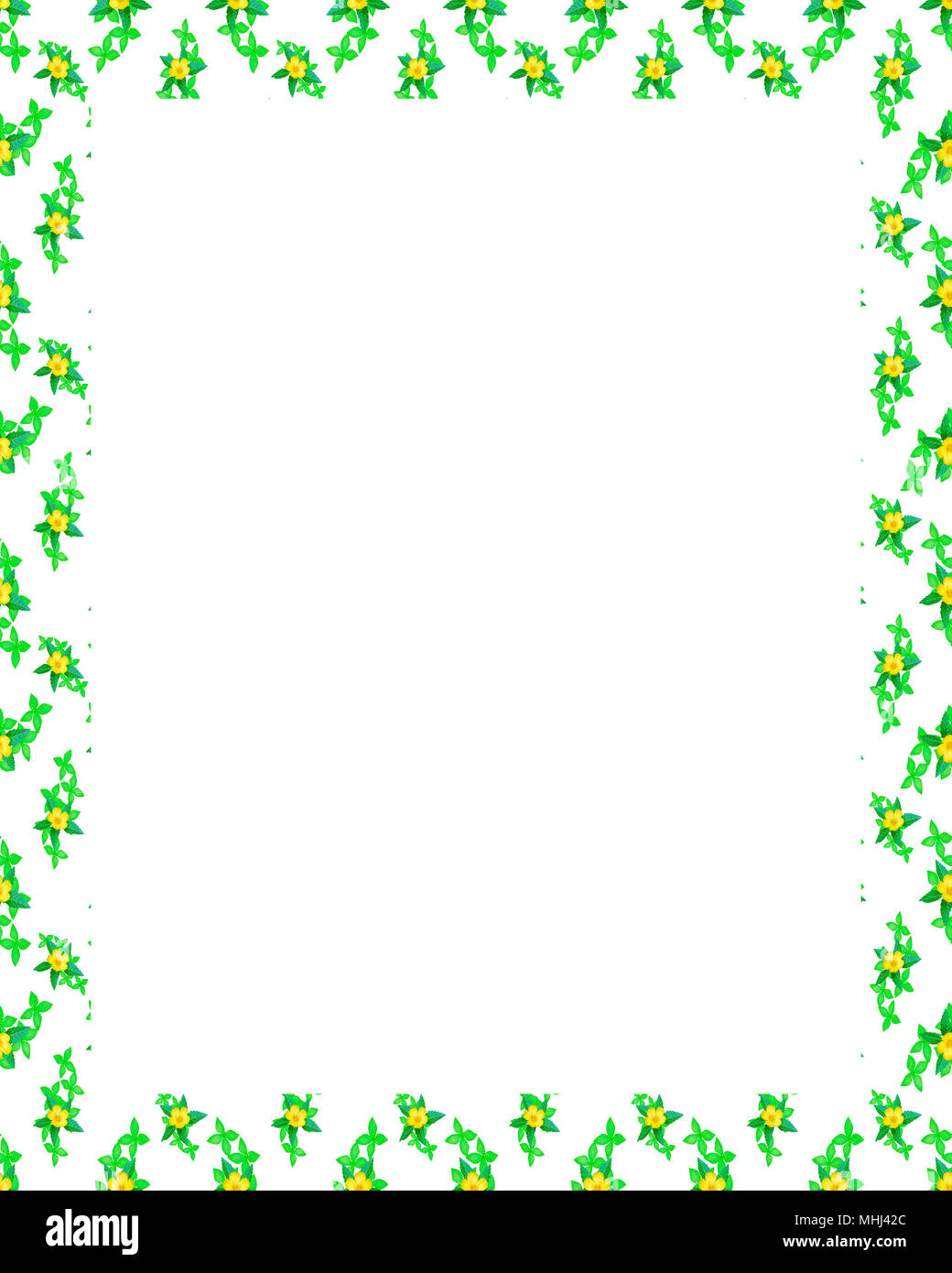 White frame background with floral decorated design borders Stock Photo ...