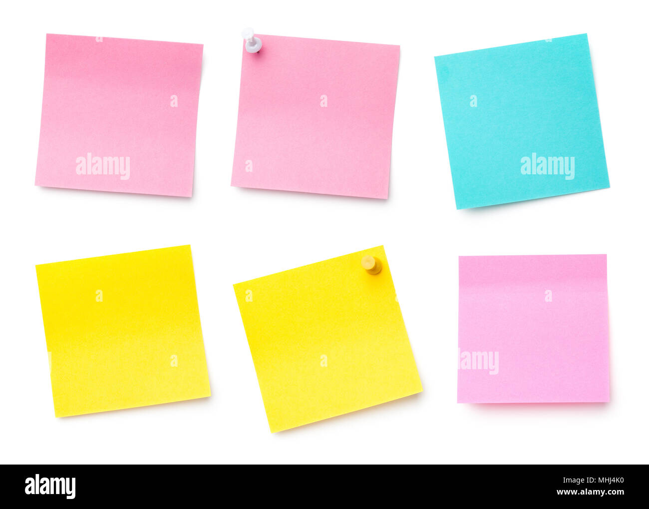 Sticky Post Note Paper Isolated on White Background. Pastel colors ...