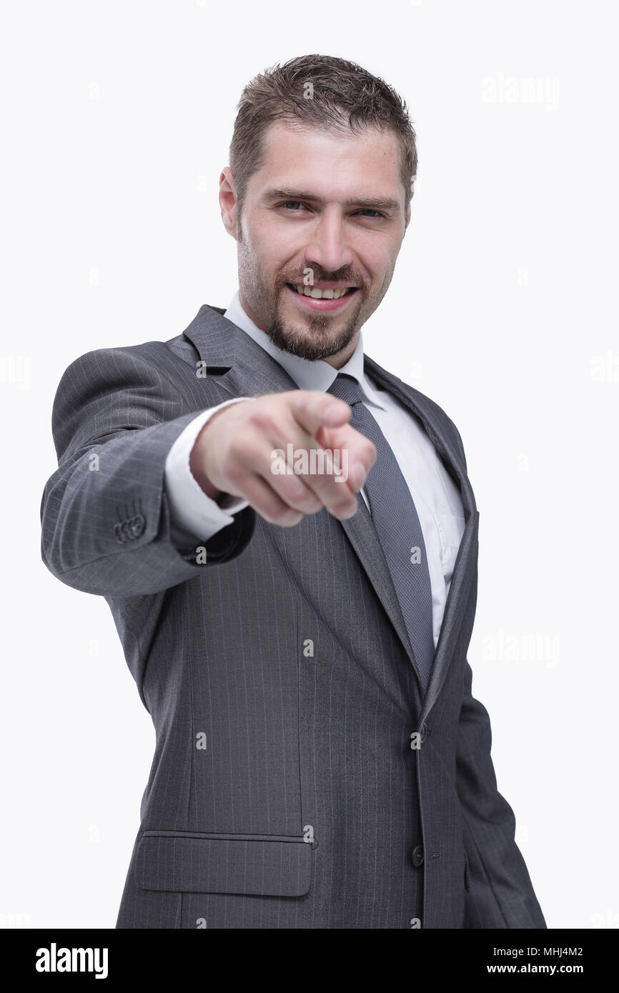 in full growth.closeup.confident businessman pointing forward Stock ...