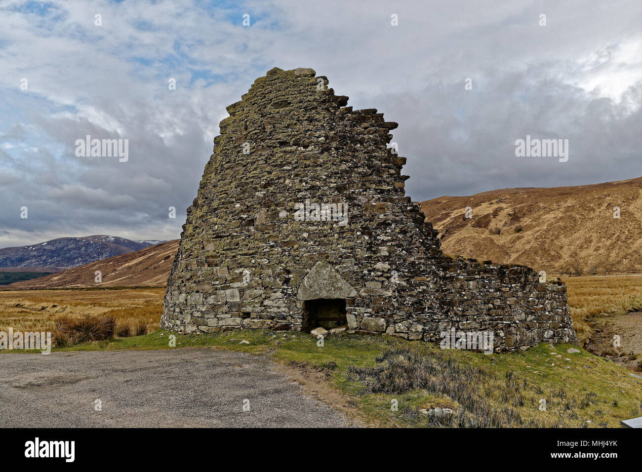 The ancient Broch Dun Dornaigil in ruins near Allt na Caillich on the ...