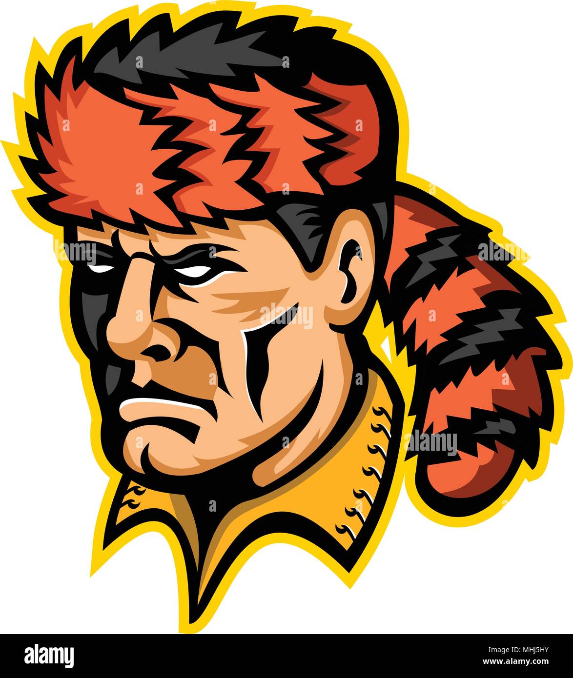Mascot icon illustration of head of David "Davy" Crockett, an American ...