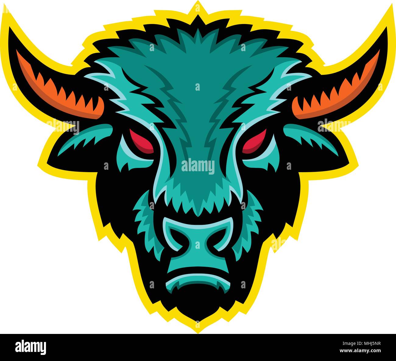 Mascot icon illustration of an American bison or American buffalo ...