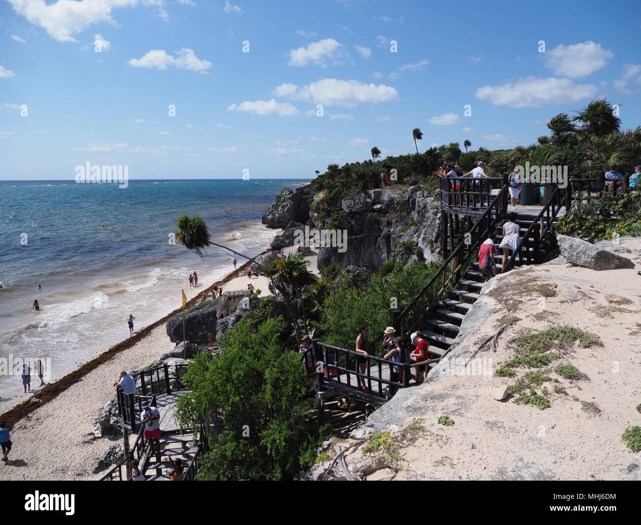 TULUM, MEXICO NORTH AMERICA on MARCH 2018: Wooden stairs of vantage ...