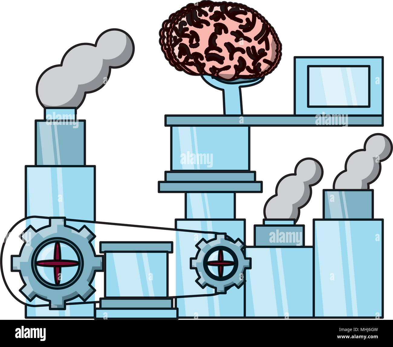 brain machine icon over white background, vector illustration Stock ...