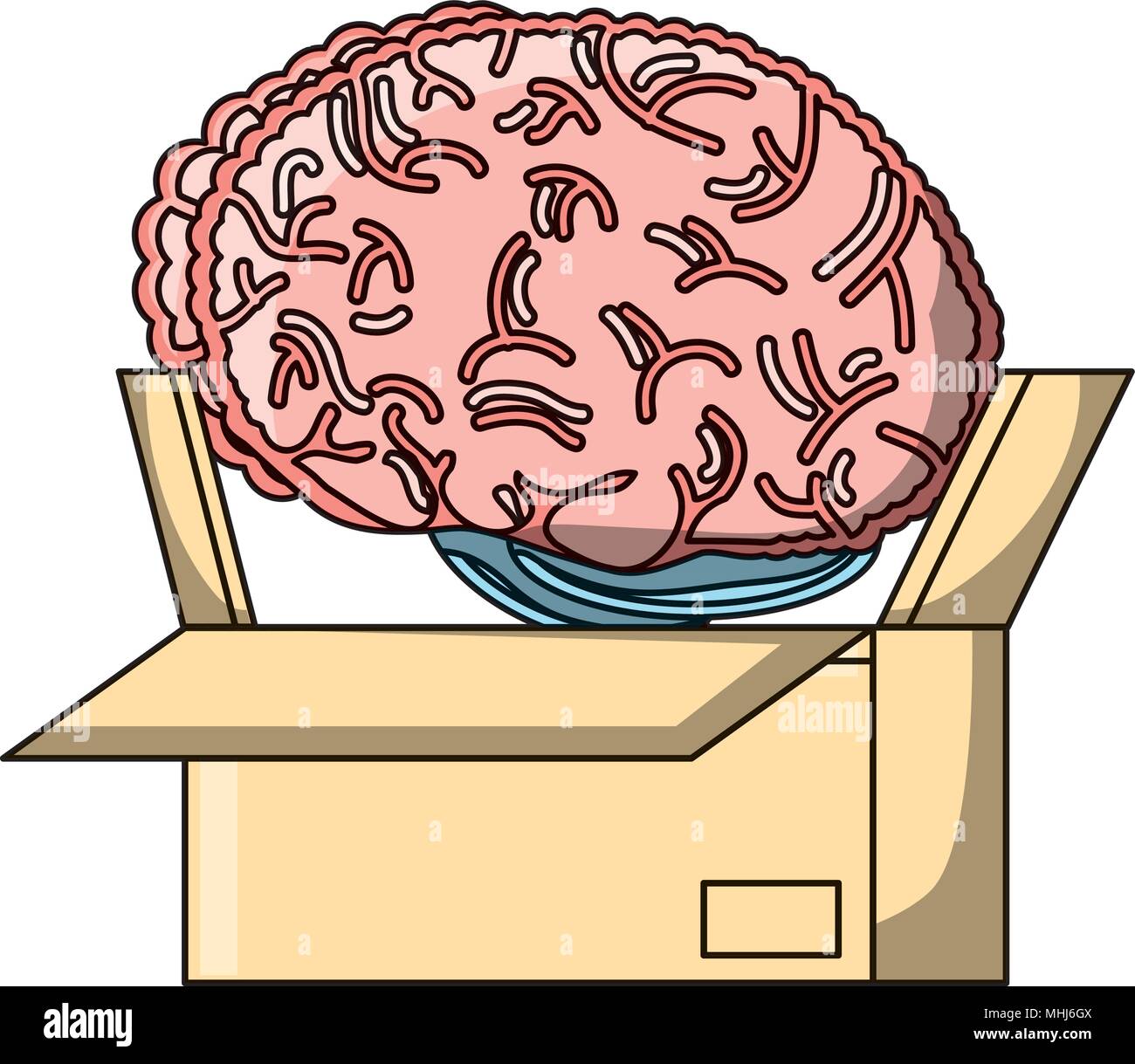 box with human brain icon over white background, colorful design ...