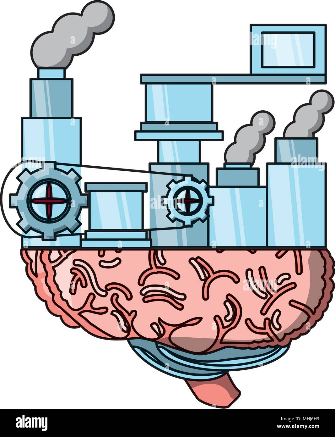 brain machine icon over white background, colorful design. veector ...