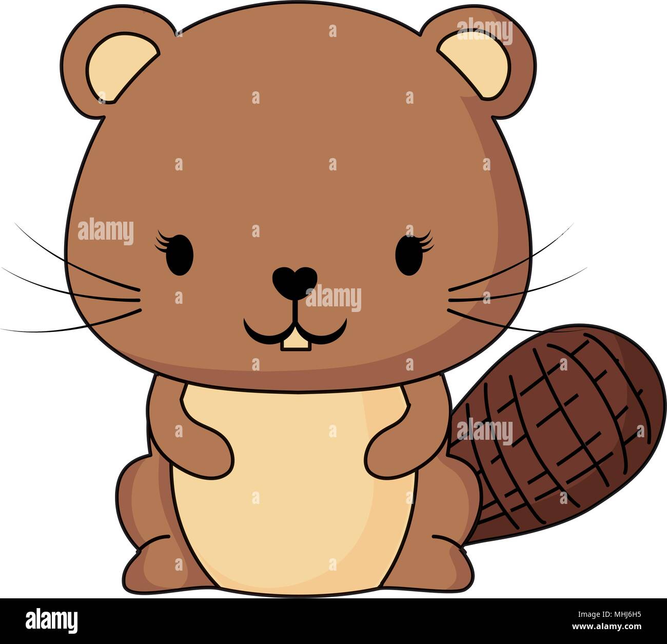 cute beaver icon over white background, colorful design. vector ...