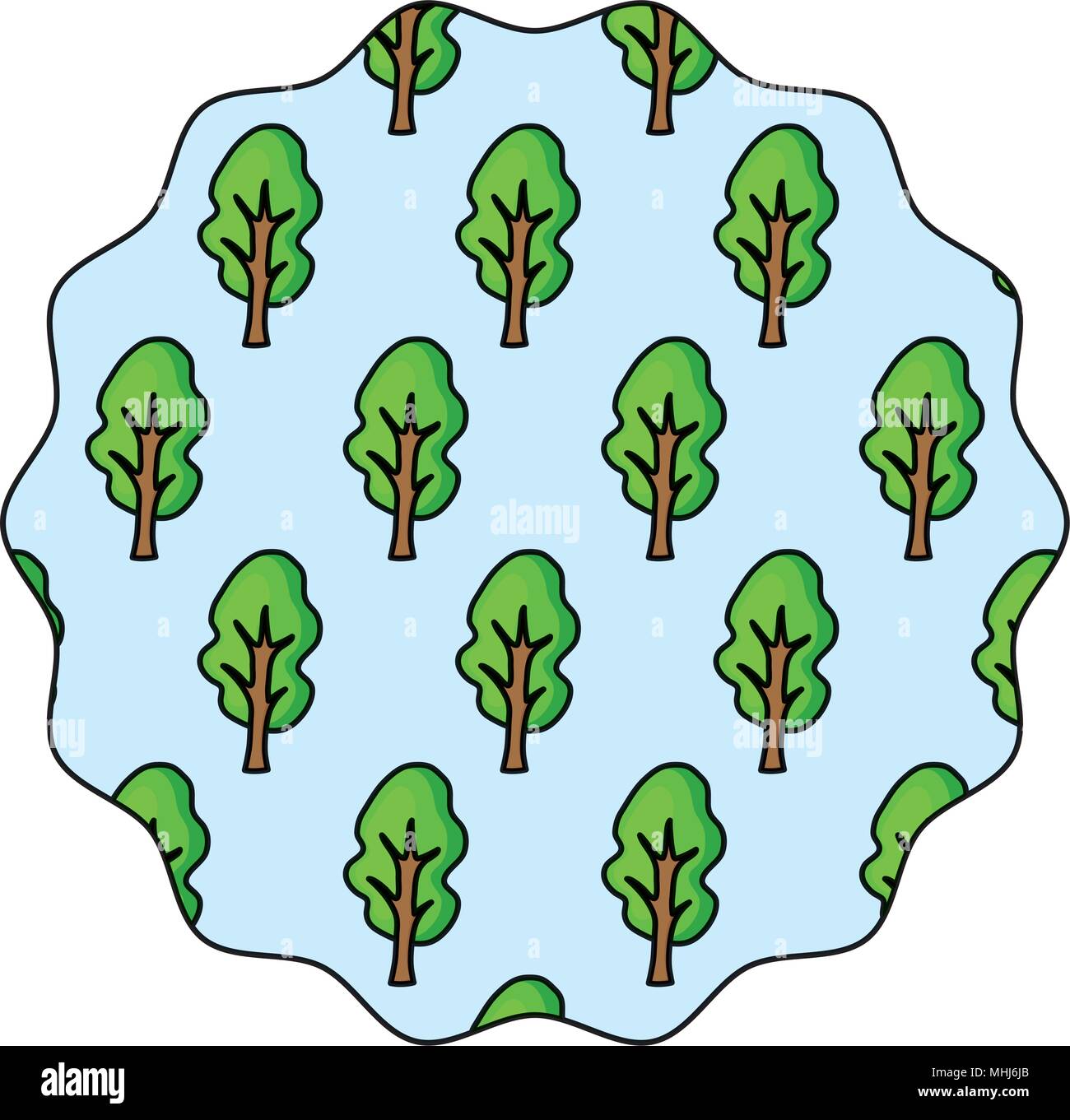 circular frame with trees design over white background, colorful design ...