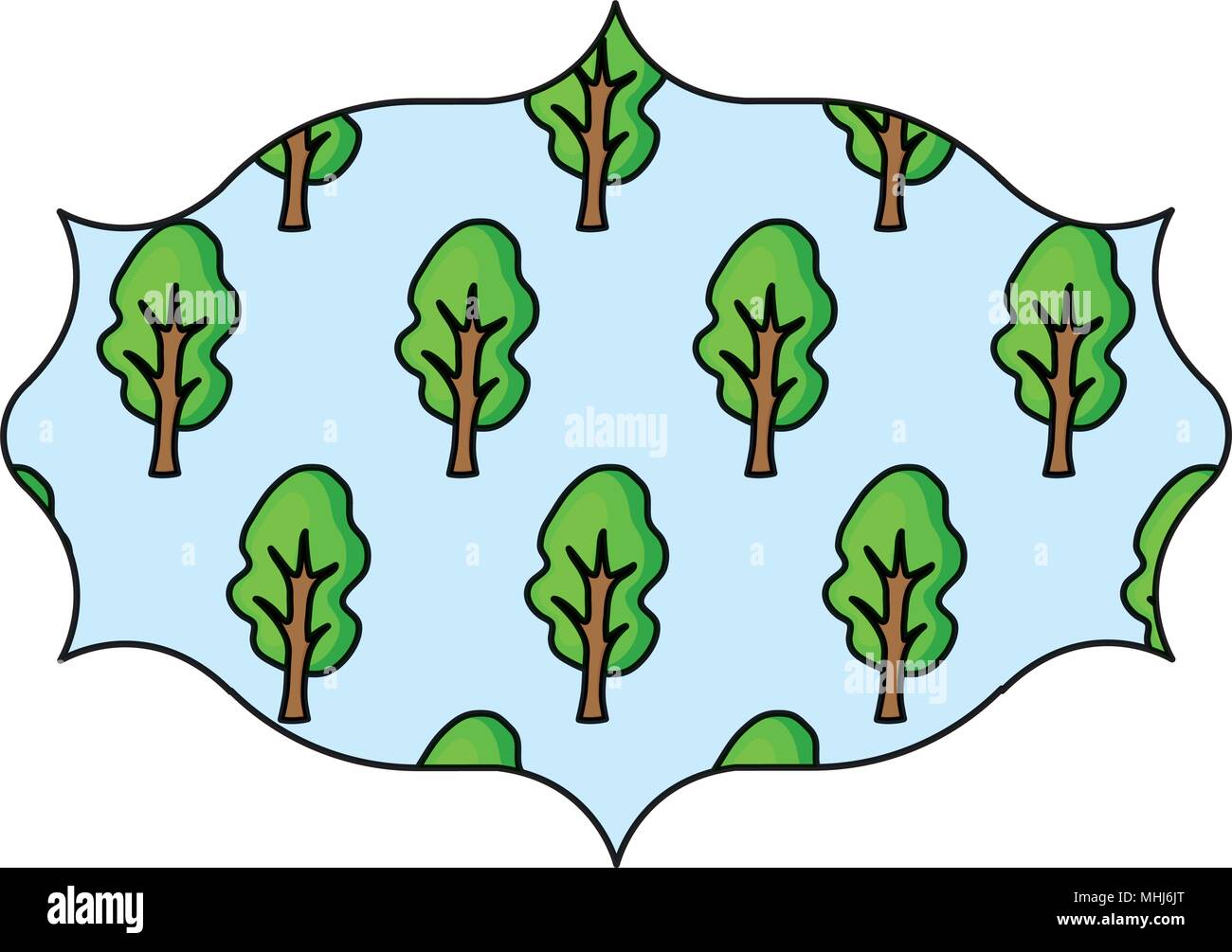 arabic frame with trees design over white background, vector ...