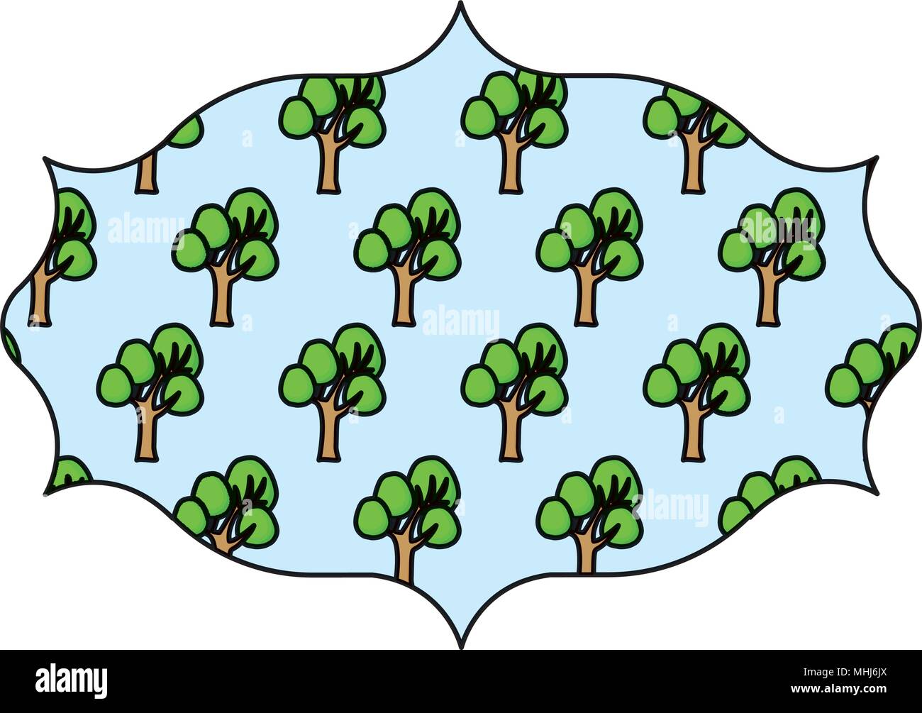 arabic frame with trees design over white background, vector ...